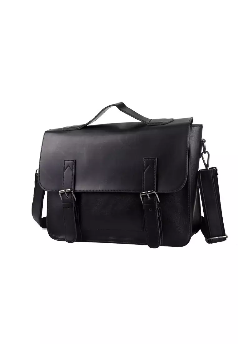 Buy Lara Men Front Flap Buckle Fasten Messenger Bag - Black 2025 Online ...