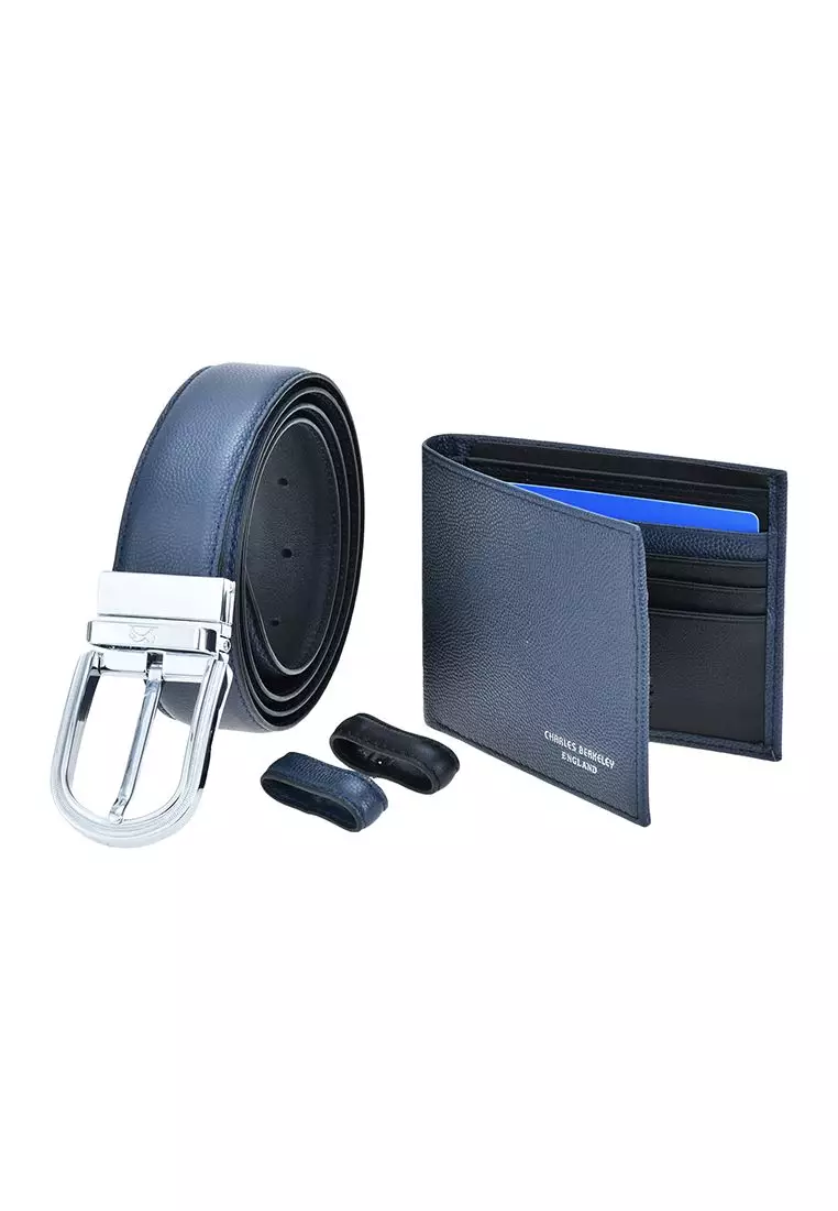 Buy Charles Berkeley Tumbled Leather Bifold Wallet & Silver Buckle ...