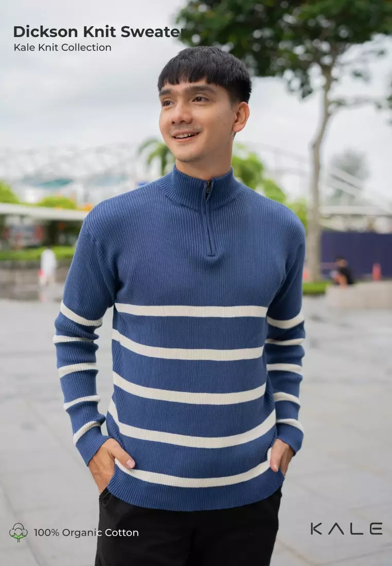 Jual Kale Clothing Kale Dickson Blue / Sweater Rajut Lengan Panjang ...