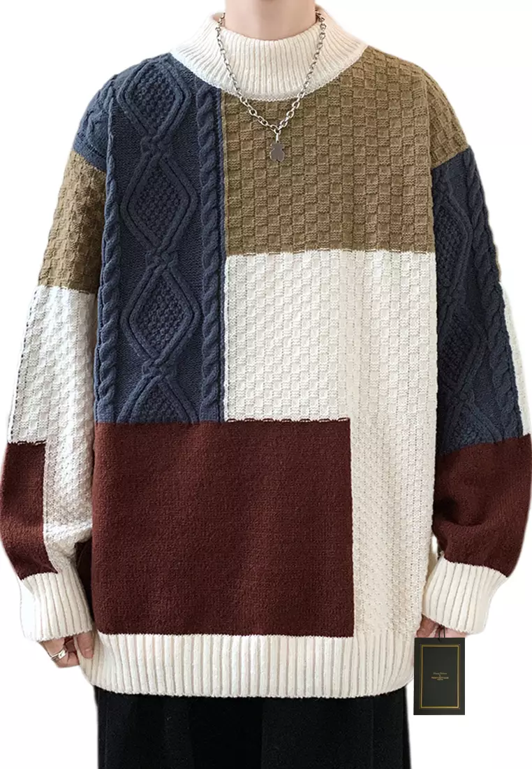 Twenty Eight Shoes Contrast Patchwork Jacquard Knit Sweater AY-H6958 ...