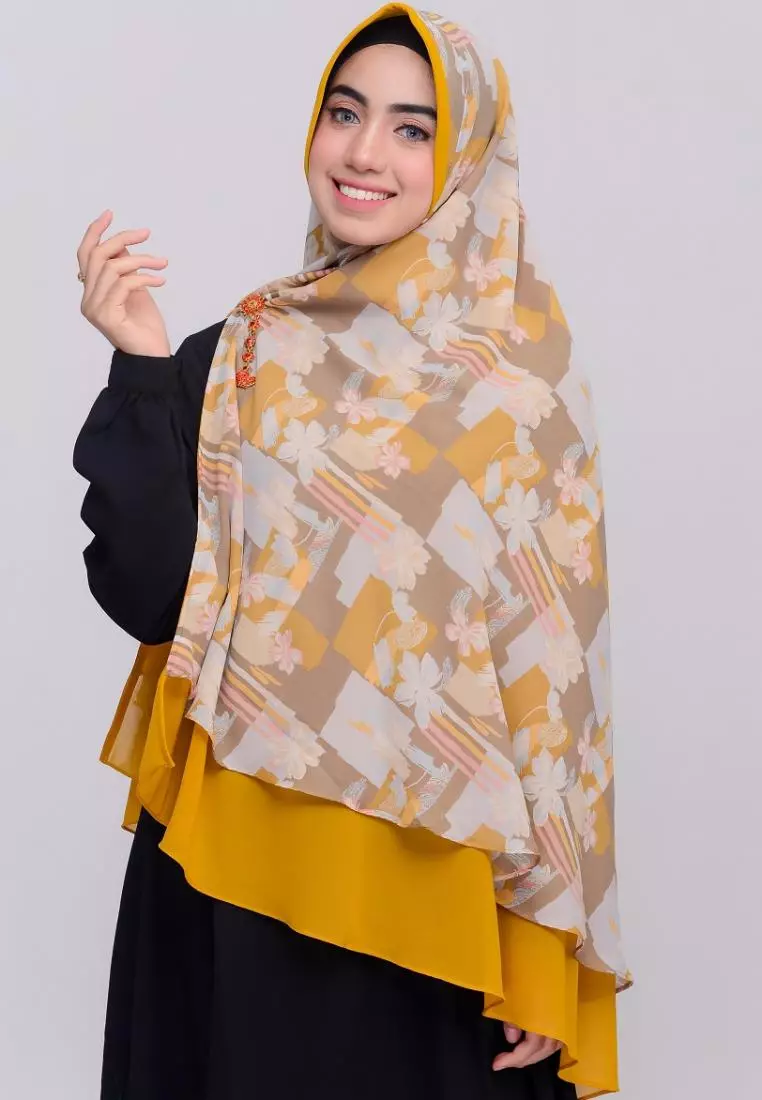 Jual First Hijab Naida Khimar Instan In Mustard Original 2024 | ZALORA Indonesia