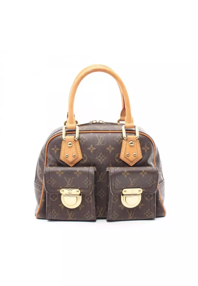 Buy Louis Vuitton Pre-Loved Louis Vuitton Manhattan PM monogram Handbag PVC leather Brown Online ...