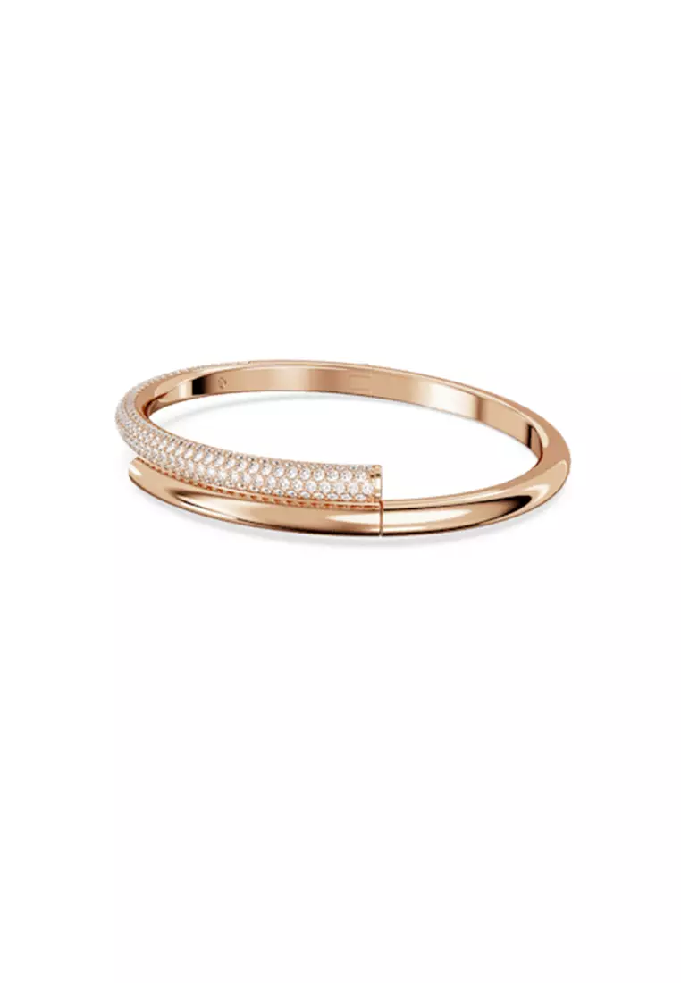 Buy Swarovski Dextera Bangle, Magnetic Closure, White, Rose Gold-Tone ...