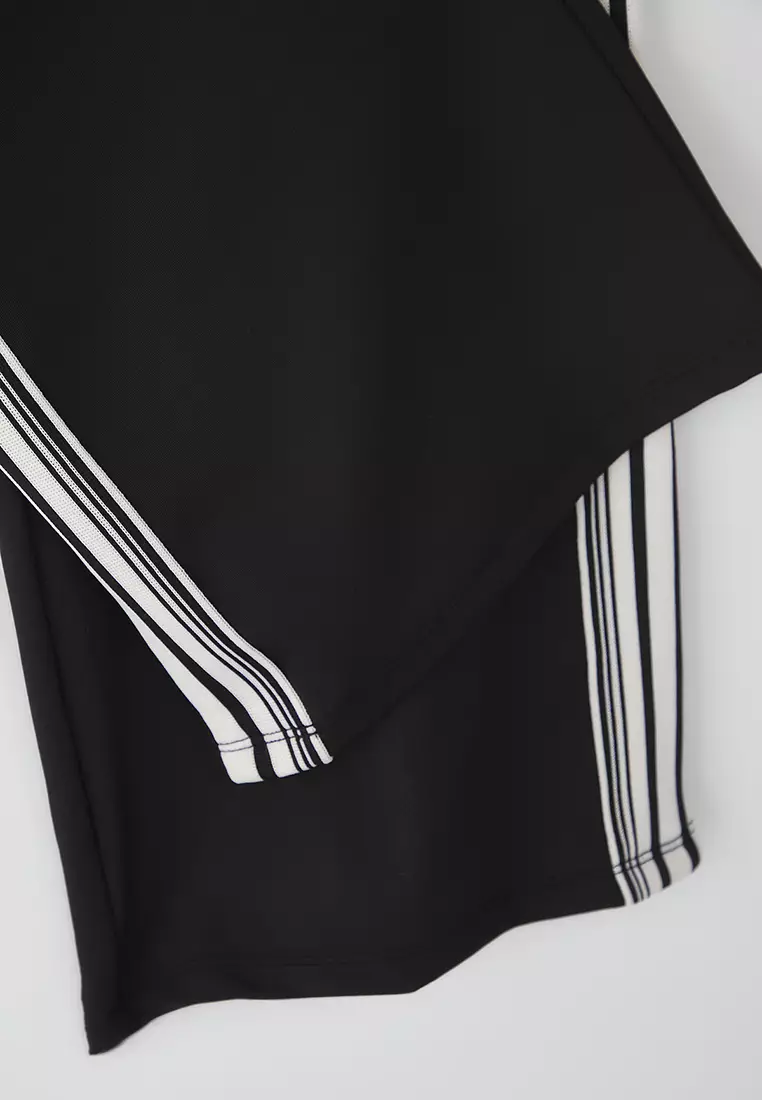 Buy Trendyol Black High Waist Striped Diving/Scuba Fabric Sports ...