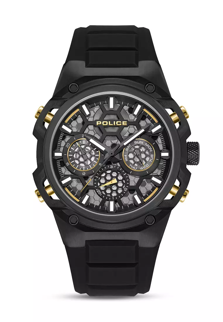 Buy Police Police Challenger Black Rubber Analog Quartz Watch For Men ...