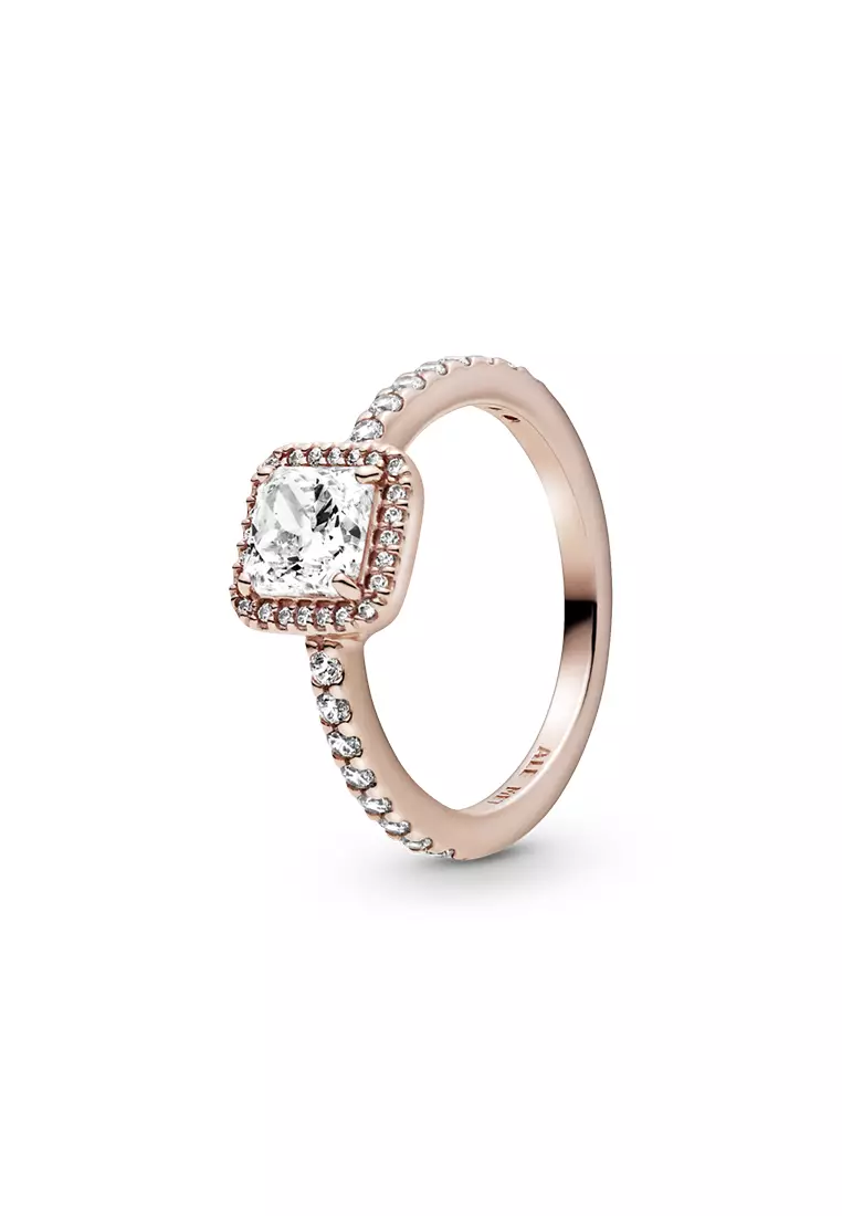 Buy PANDORA Pandora 14K Rose Gold-Plated Square Sparkle Halo Ring ...