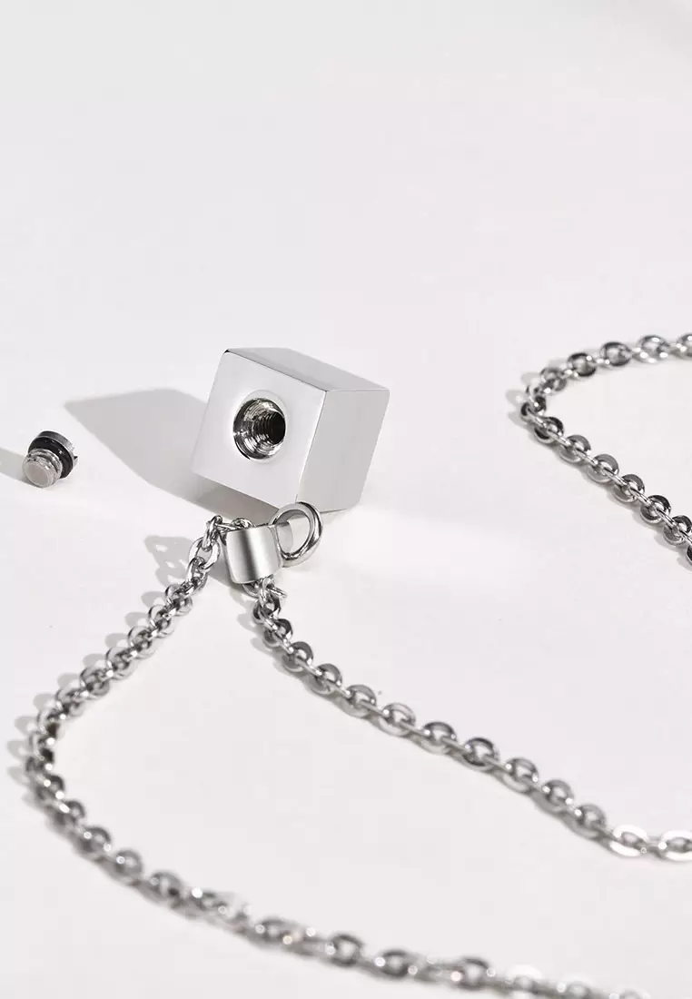 Buy HAPPY FRIDAYS Titanium Steel Cube Pendant Necklace JW QX-1897 2025 Online | ZALORA Philippines