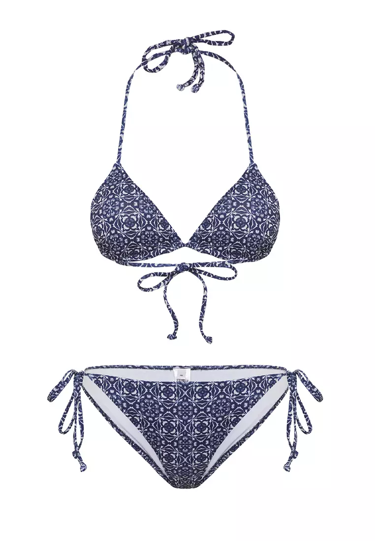 Buy Trendyol Ethnic Patterned Triangle Regular Bikini Set Online ...