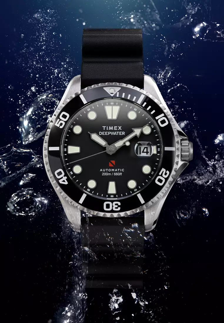Buy Timex Timex Deepwater Meridian 200 Black Rubber Analog Automatic ...