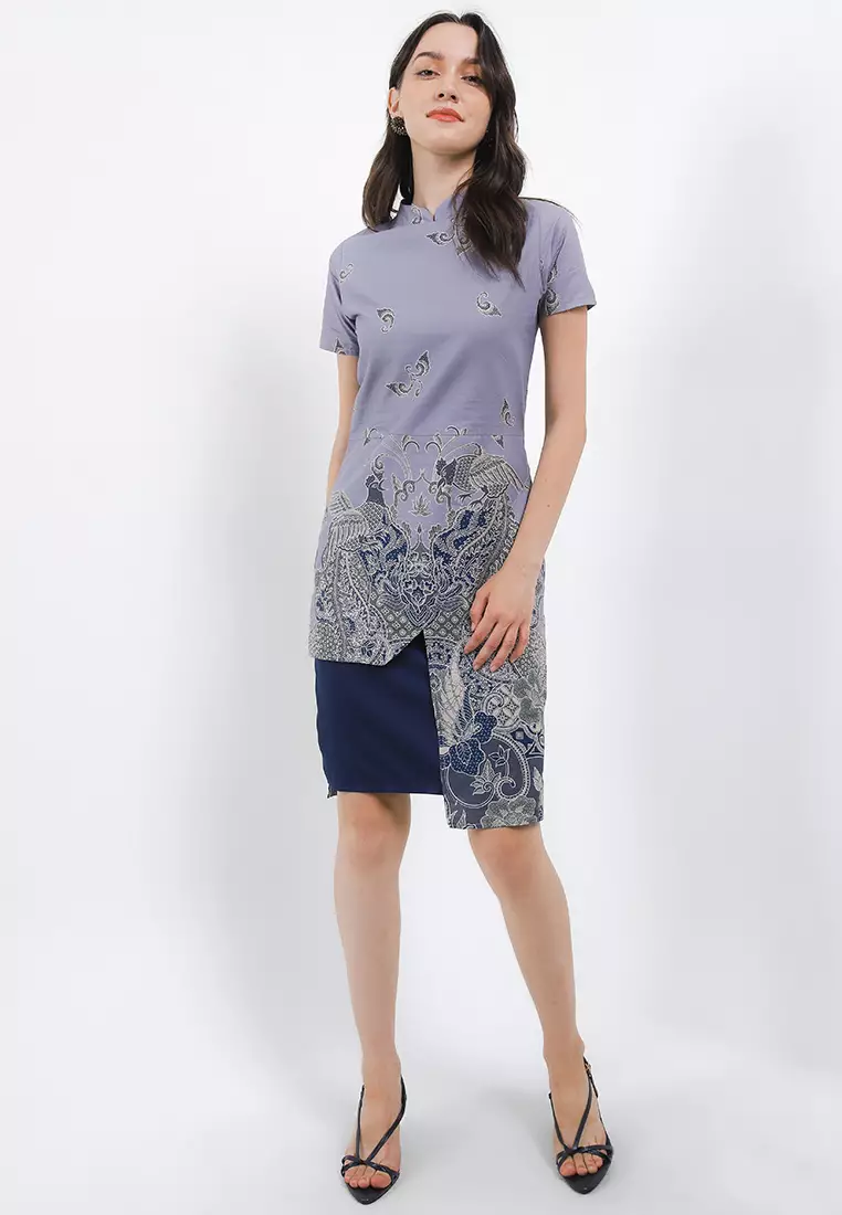 Jual Rianty Batik Dress Batik Wanita Ethania Grey Original 2025 ...