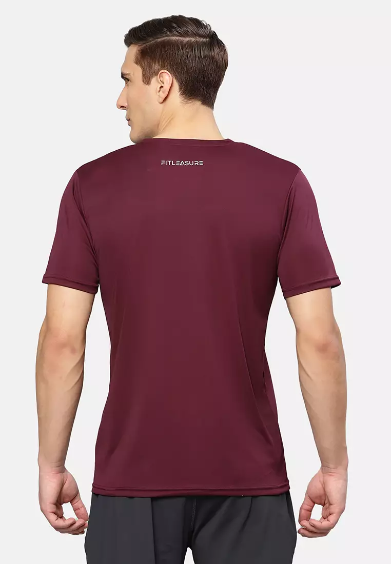 Buy Fitleasure Men's Maroon Essential Sports Running Tee 2026 Online | ZALORA
