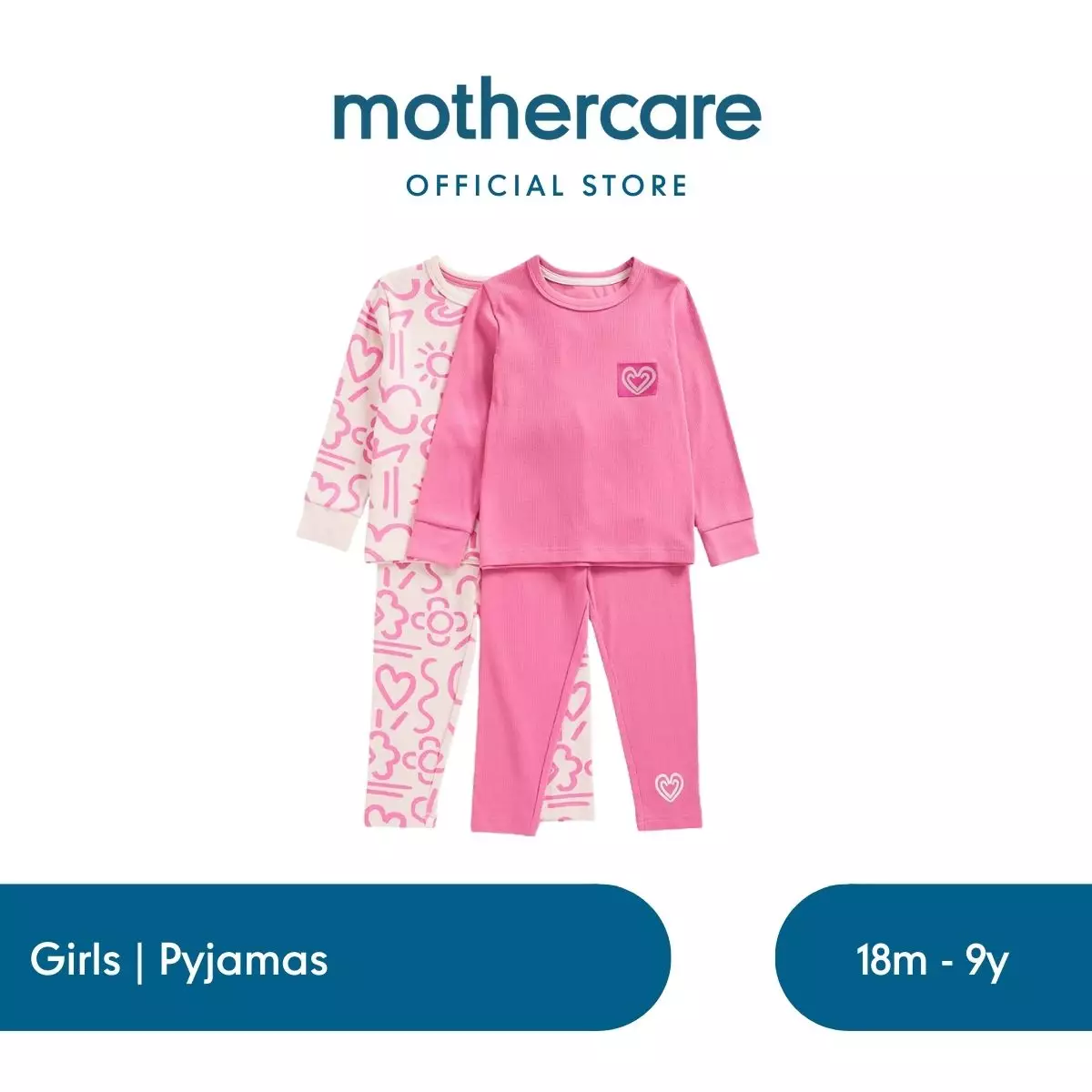 Jual Mothercare Mothercare Scribble Ribbed Pyjamas - 2 Pack - Piyama ...