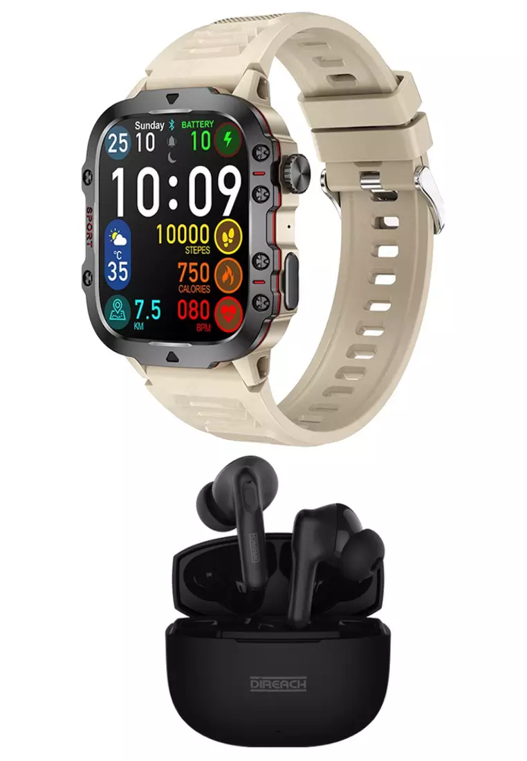 EGLANTINE Value Deal - Unisex Smart Watch + EGLANTINE PRO 5S MINI (TWS ...