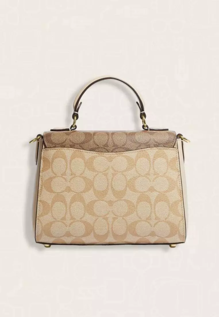 Jual Coach Coach Morgan Top Handle Satchel In Blocked Signature Canvas Light Khaki Multi ...