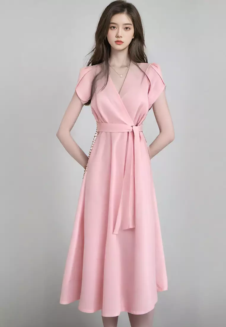 Buy Sunnydaysweety Summer elegant lace up waist cinching dress ...