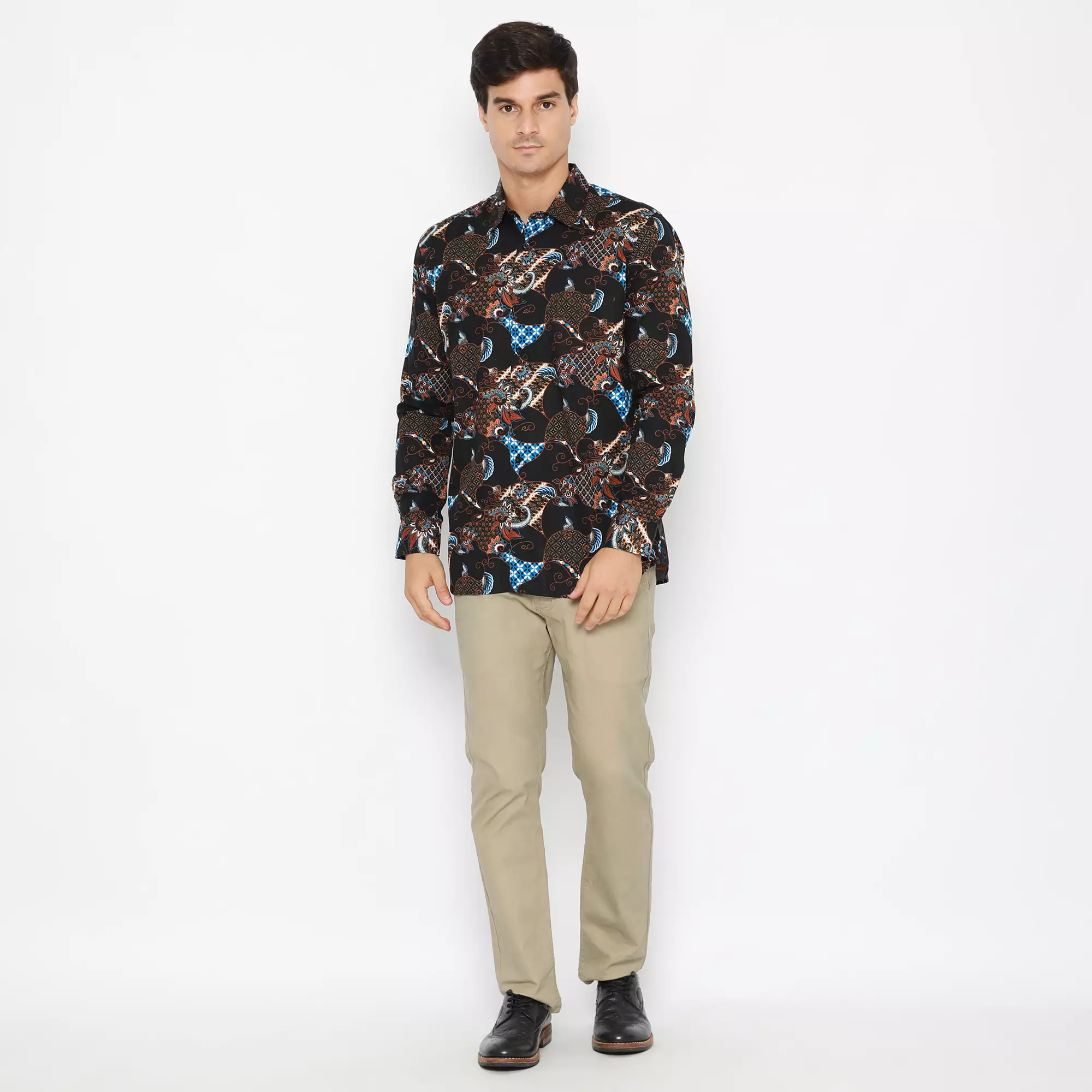Jual Platini Platini Kemeja Batik Pria Lengan Panjang Batik Hitam Motif ...