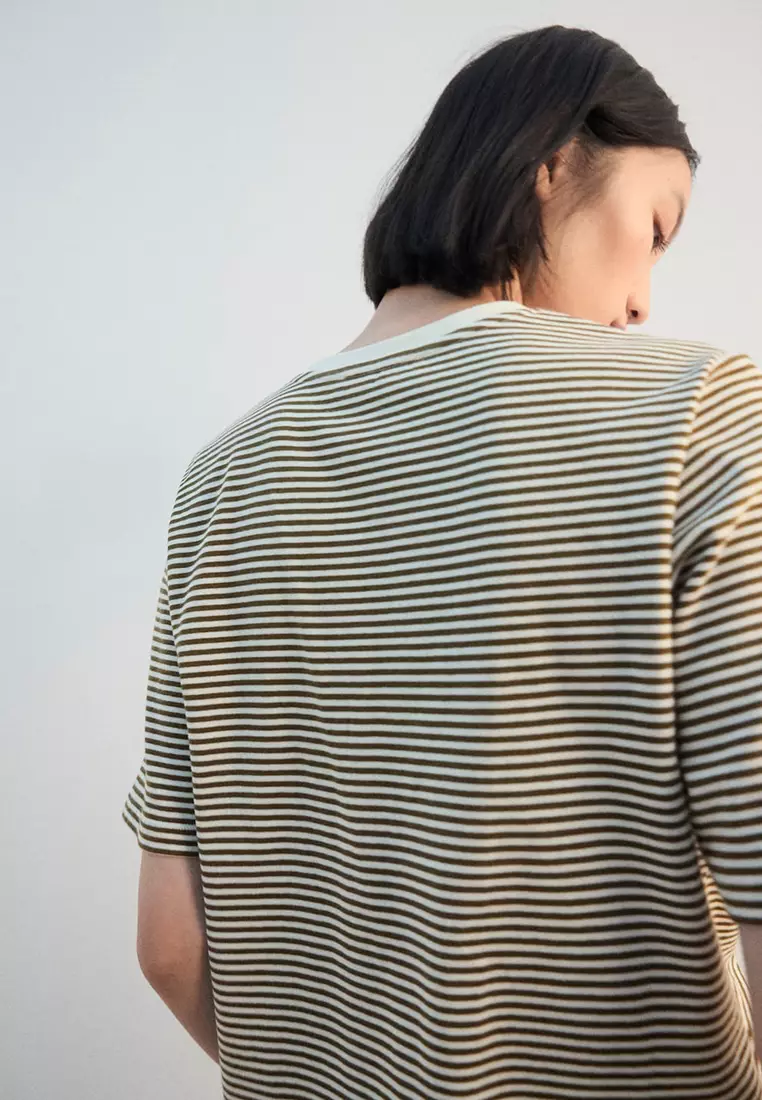 Jual Mango Striped Cotton T-Shirt Original 2026 | ZALORA Indonesia