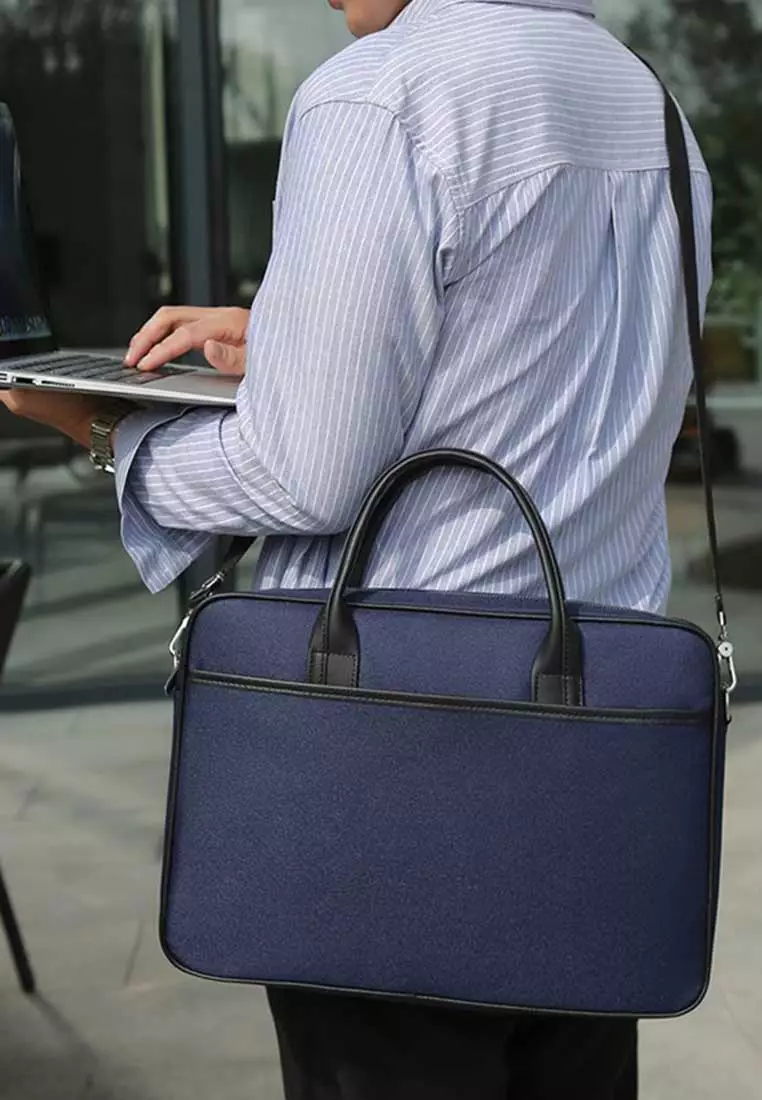 Buy Lara Men's Water-repellent Nylon Zipper Computer Bag - Blue 2025 ...