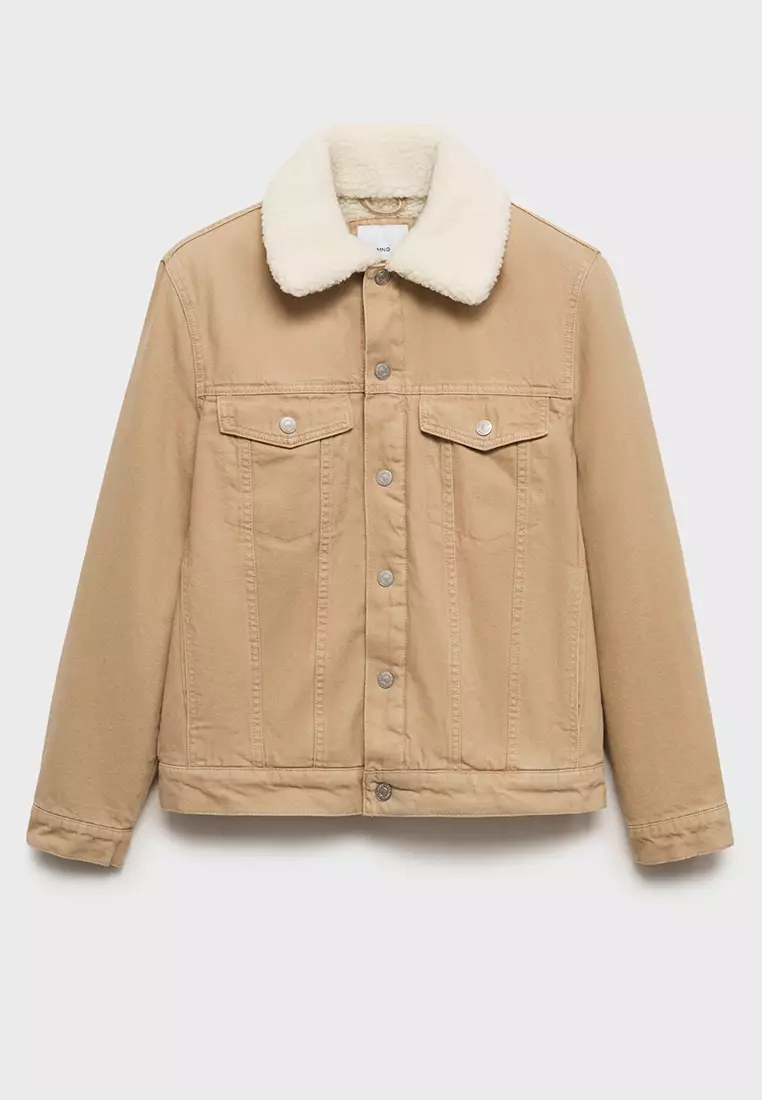 MANGO Man Denim Jacket With Sherpa Collar 2025 | Buy MANGO Man Online ...