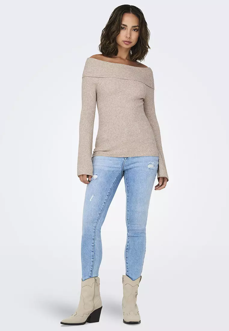 Jual ONLY Jayden Long Sleeves Off Shoulder Knit Top Original 2025 ...