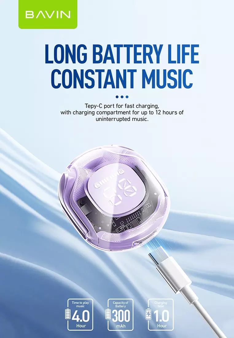 Buy BAVIN BA66 HiFi TWS Earphone Wireless Bluetooth 5.3 Stereo Audio ...