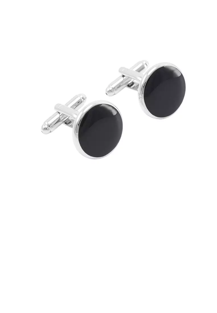 Buy SOEOES Fashion Simple Black Geometric Round Cufflinks Online | ZALORA Malaysia