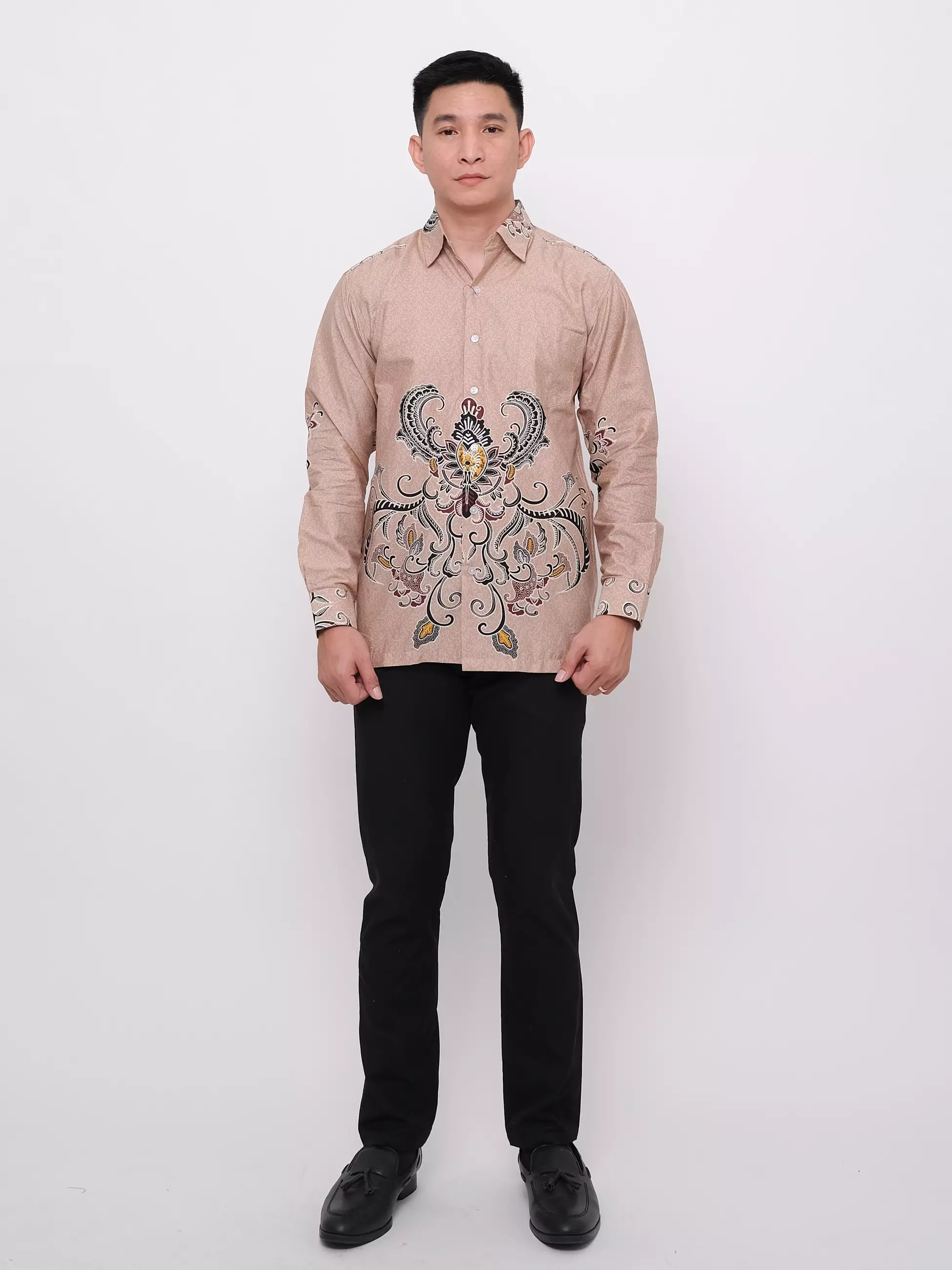 Jual Andre Michel Andre Michel Kemeja Batik Lengan Panjang Cokelat Muda ...