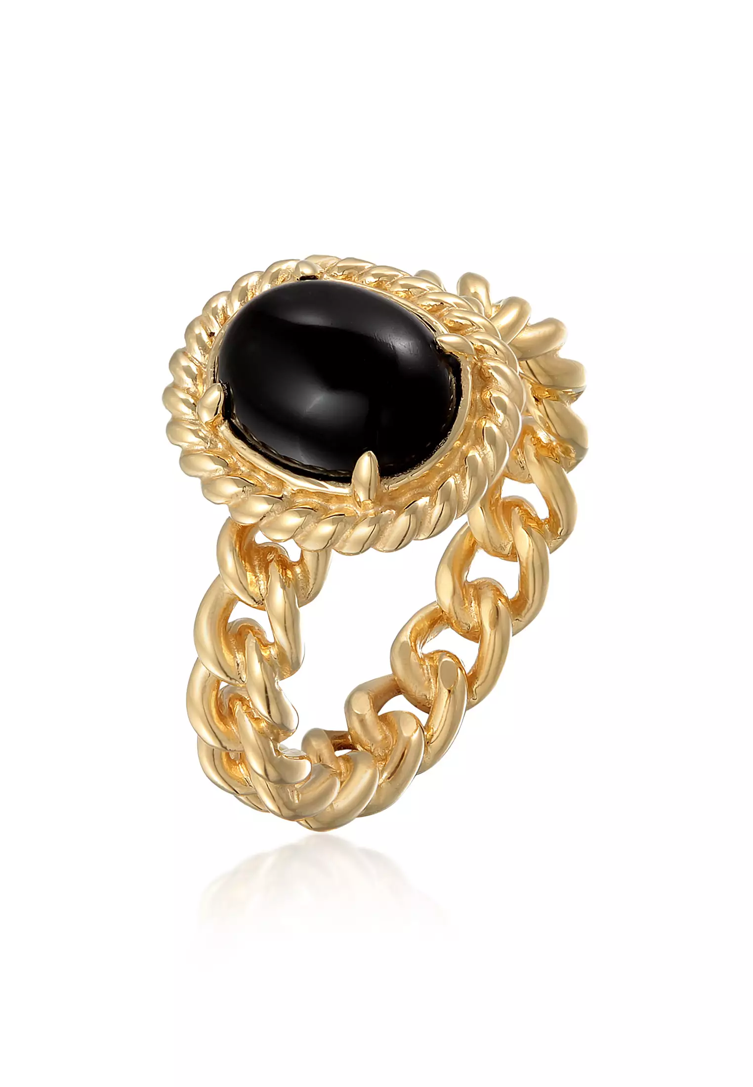 Buy ELLI GERMANY Onyx Cabochon Ring – Gold-Plated Silver 2026 Online ...