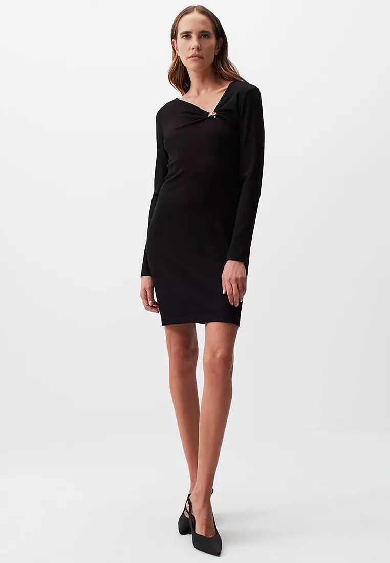 Jual Jimmy Key Asymmetrical Collar Long Sleeve Stylish Mini Dress ...