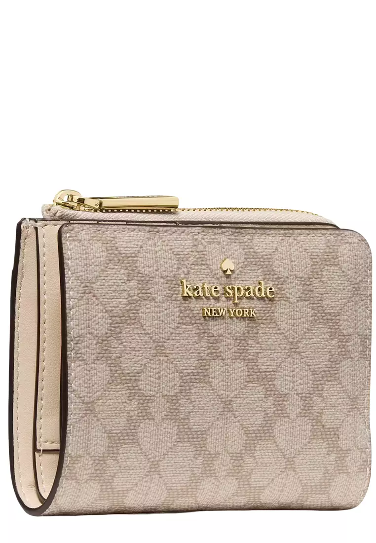 Buy Kate Spade Spade Flower Small L-Zip Wallet - Dark Beige Multi KN768 ...