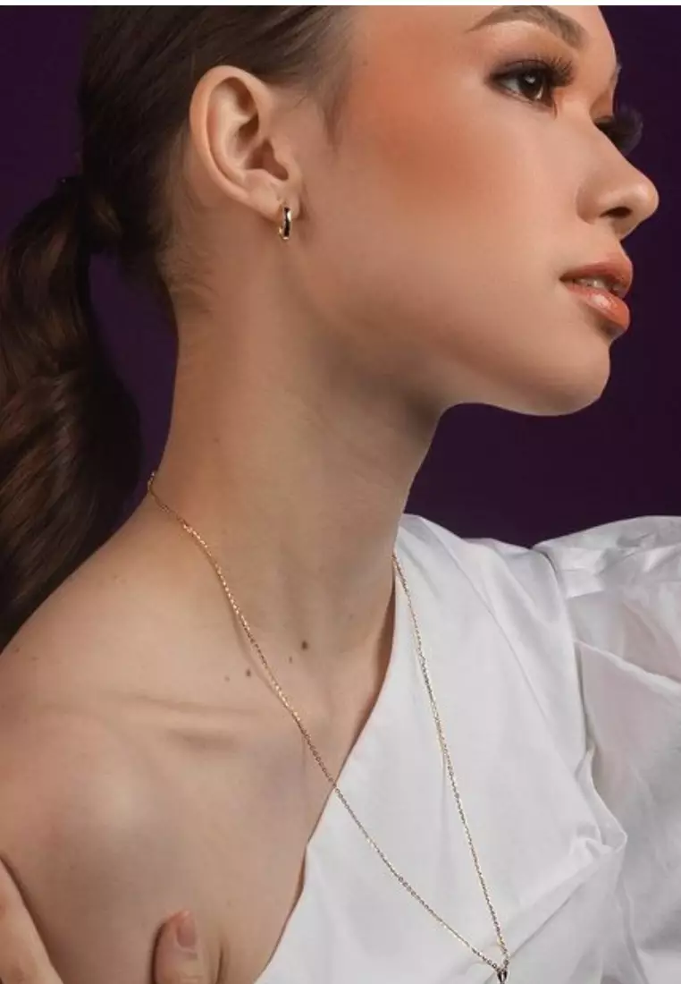 Buy Foundry Pavé Side Midi Hoops 14k Gold 2025 Online | ZALORA Philippines