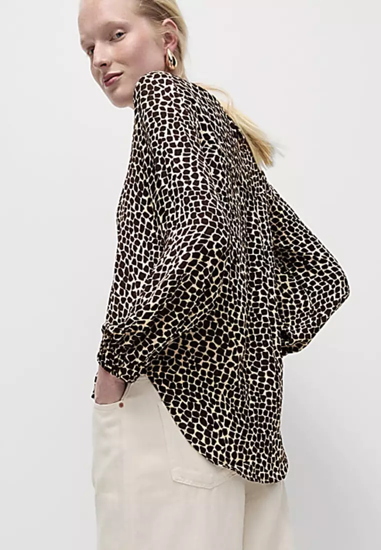 Jual Marks & Spencer Animal Print V-Neck Popover Blouse Original 2025 | ZALORA Indonesia