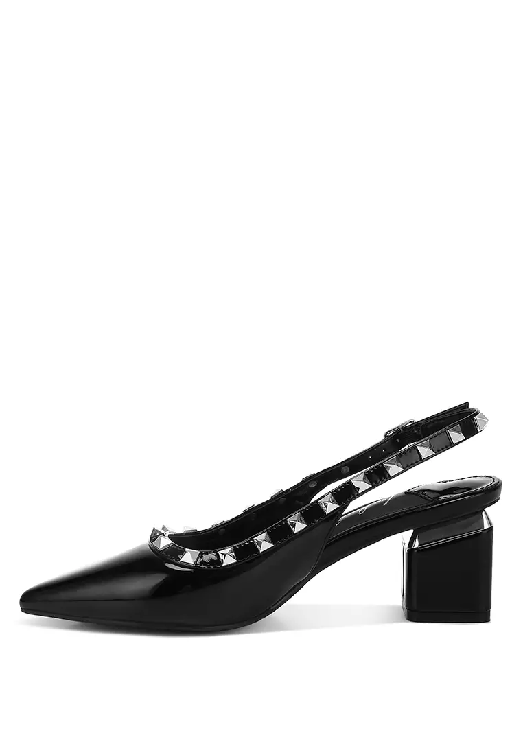 London Rag Stud Embellished Slingback Sandals in Black 2026 | Buy ...