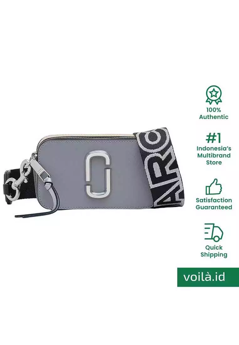 Jual Marc Jacobs The Snapshot Camera Outline Bag Logo Strap Wolf Grey ...