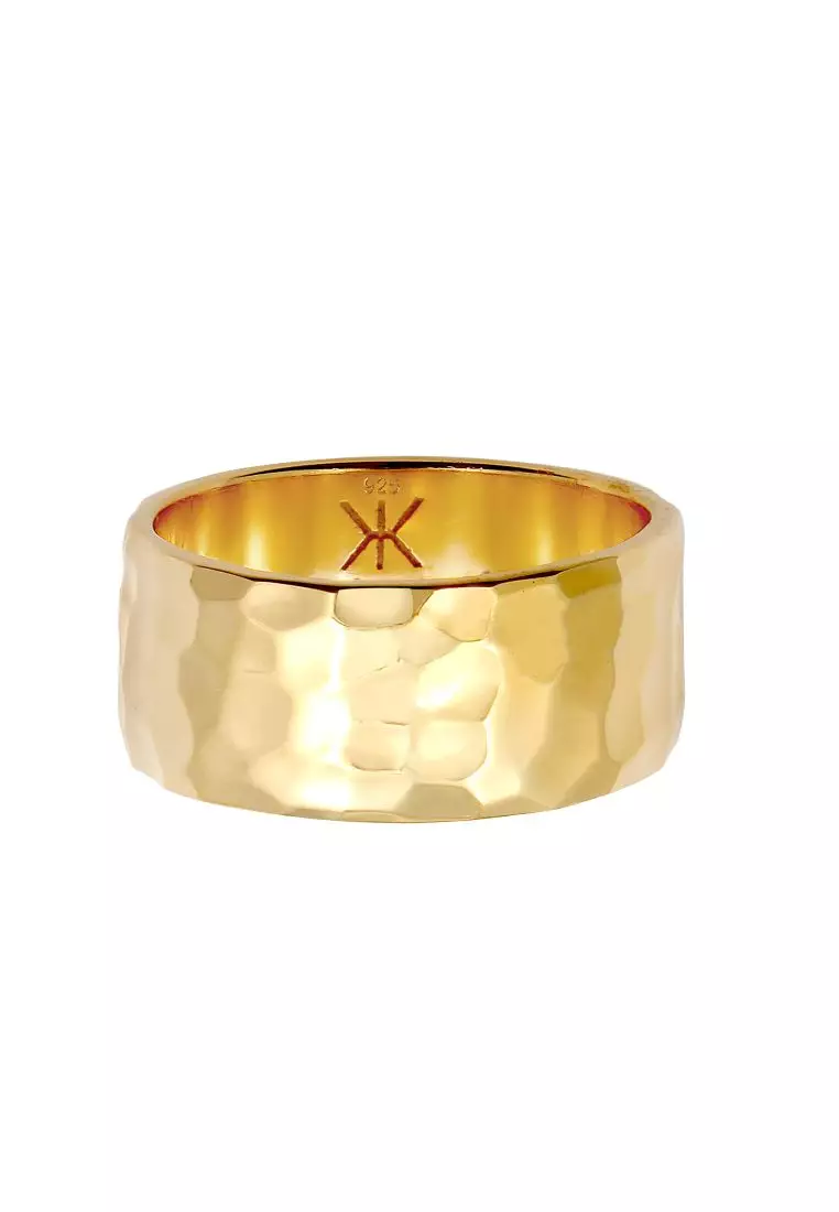 Buy Kuzzoi Men's Silver Hammered Band Ring – Gold-Plated 2026 Online ...