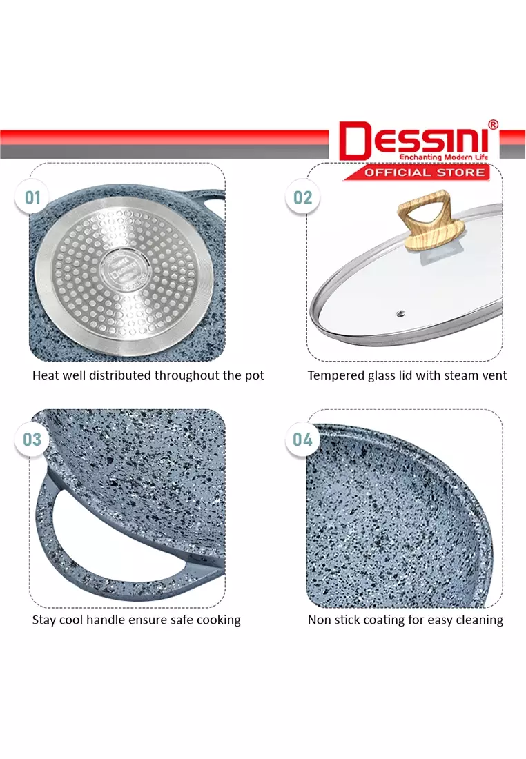 Buy DESSINI DESSINI ITALY 28CM Granite Plus Shallow Casserole Induction ...