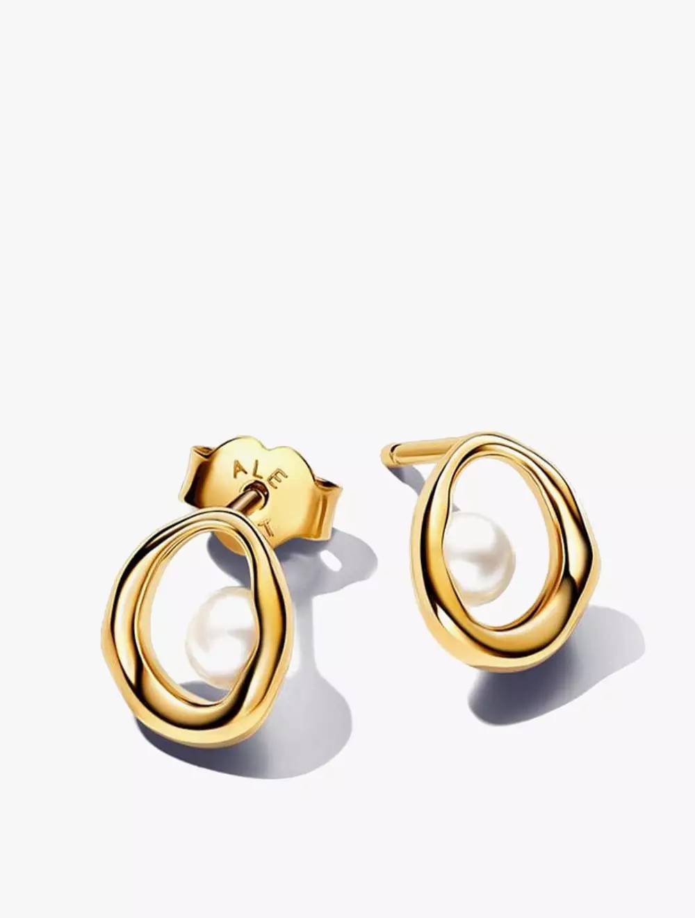 Jual PANDORA 14k Gold-plated stud earrings with white treated freshwater cultured pearl Original ...