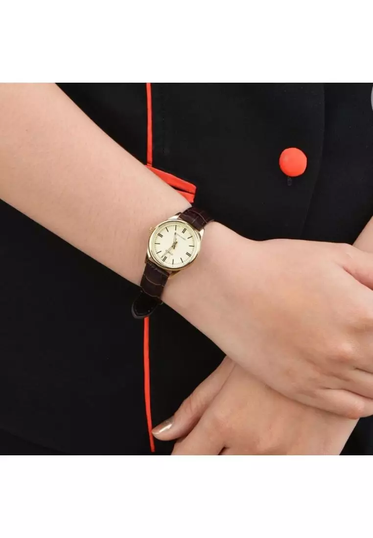 Buy Casio Watches Womens Analog Ltp V005gl 9a Gold Tone Case Leather Watch Online Zalora Malaysia