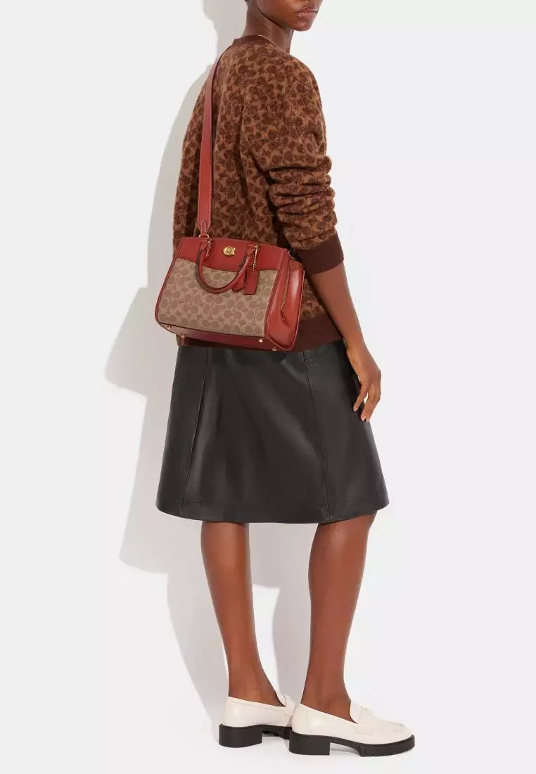 Jual COACH Coach Brooke Carryall 28 In Signature Canvas Tan Rust ...