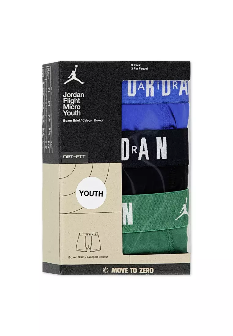 Buy Jordan Boys Flight Micro Youth Boxer Brief 3 Pack (Big Kids) Online ...