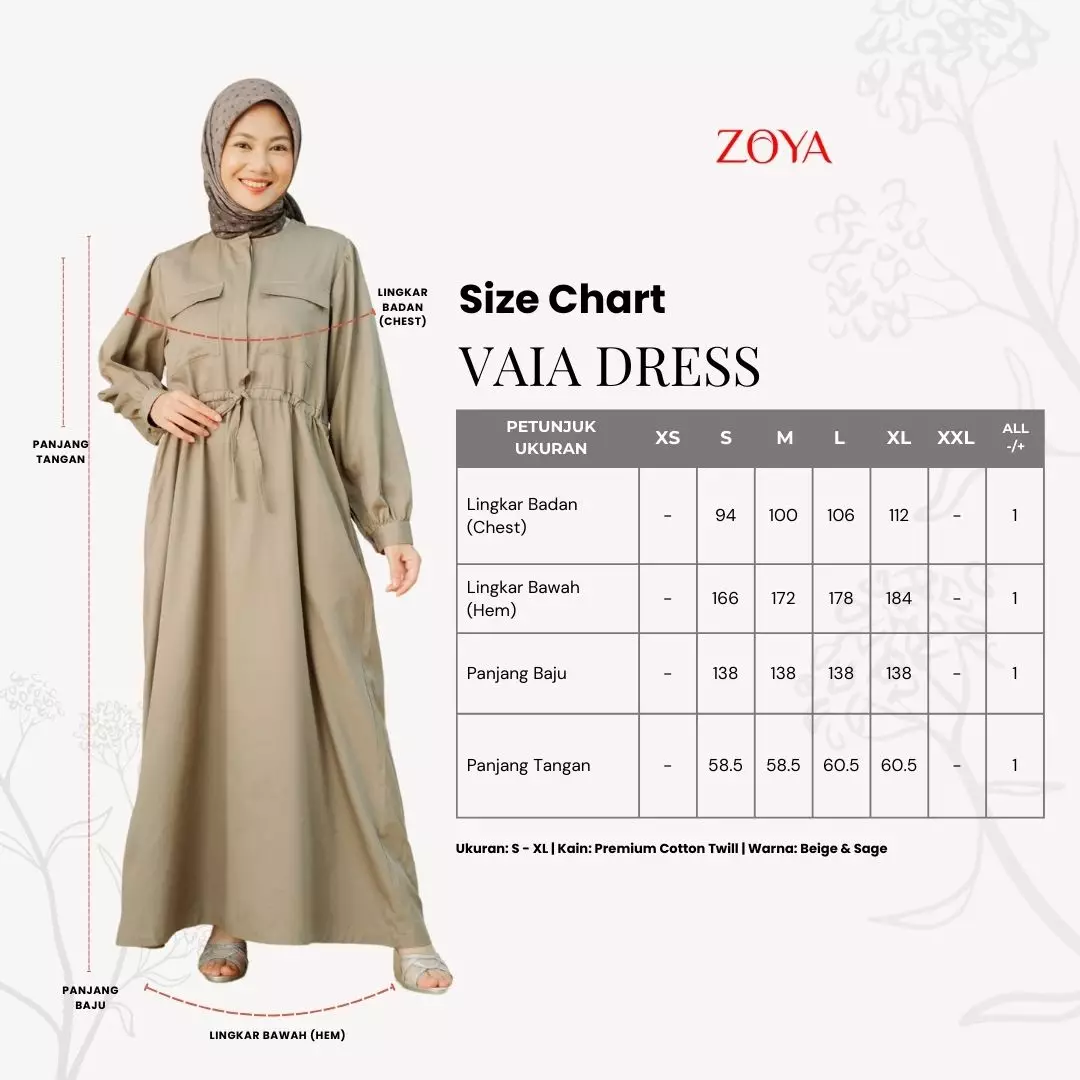 Jual ZOYA Zoya VAIA Dress Beige - Gamis Muslim Wanita Wudhu Busui ...
