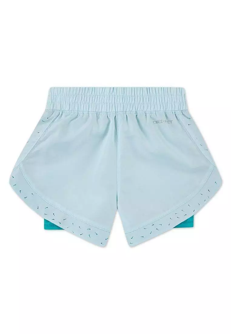 Buy Nike Girls Sunny Swoosh 2-Fer Short Glacier Blue (Little Kids) 2025 ...