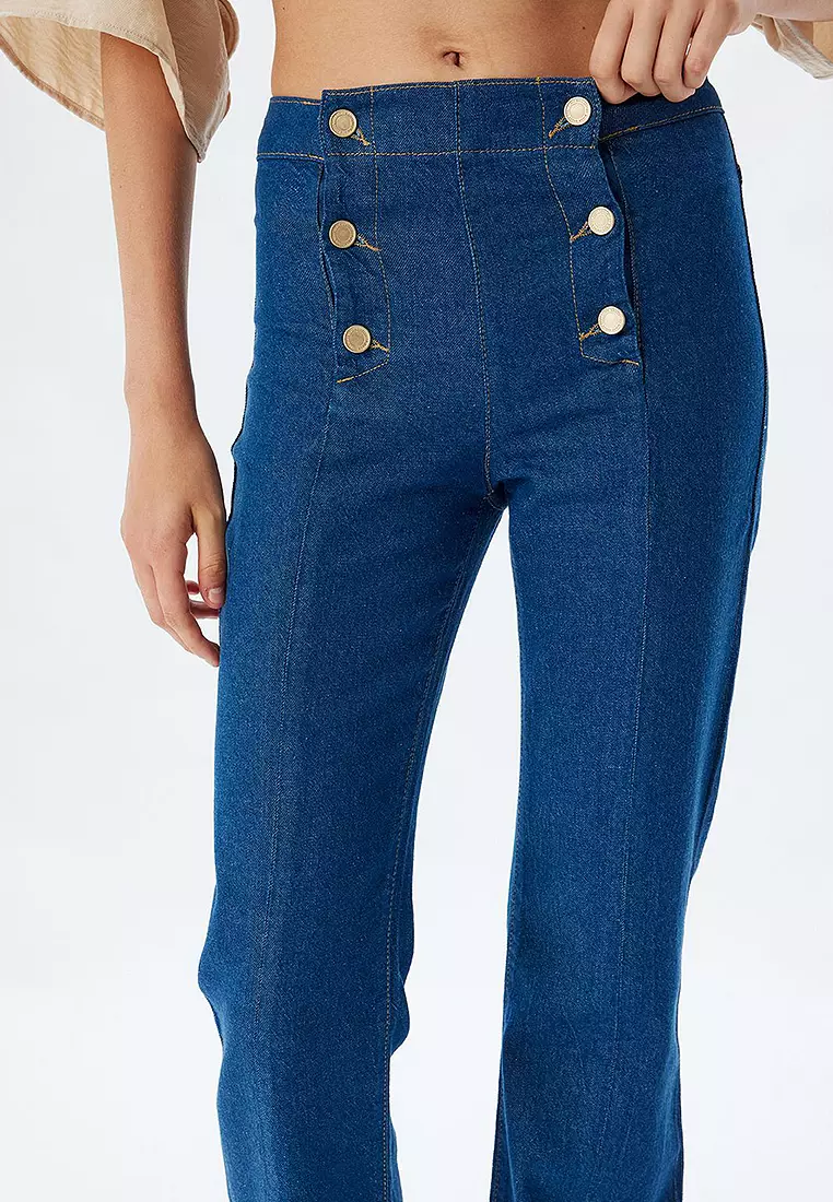 Buy KOTON Buttoned Detailed Flared Jeans 2026 Online | ZALORA