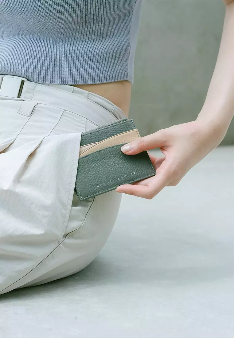 Buy Samuel Ashley Amber Top Zip Leather Card Holder - Jungle Green 2025 ...