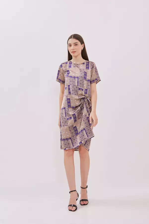 Jual Minimal MINIMAL - Malika - Dress Serut Motif Tenun Bunga - Navy ...