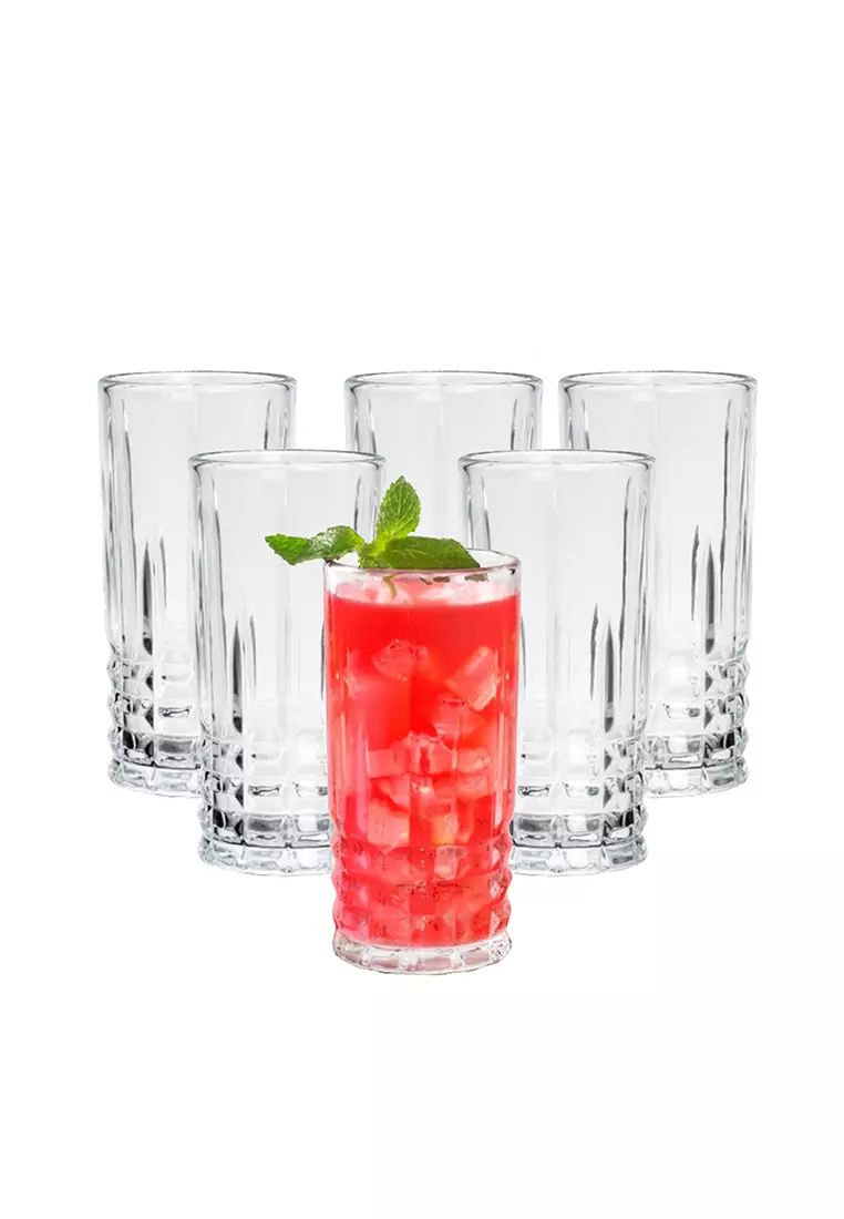Buy Edge Houseware 350ml Sodalime Glass Tumbler set of 6 Textured ...