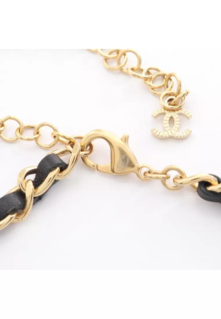 Buy Chanel Pre-Loved Chanel choker GP leather gold black A22A 2025 ...