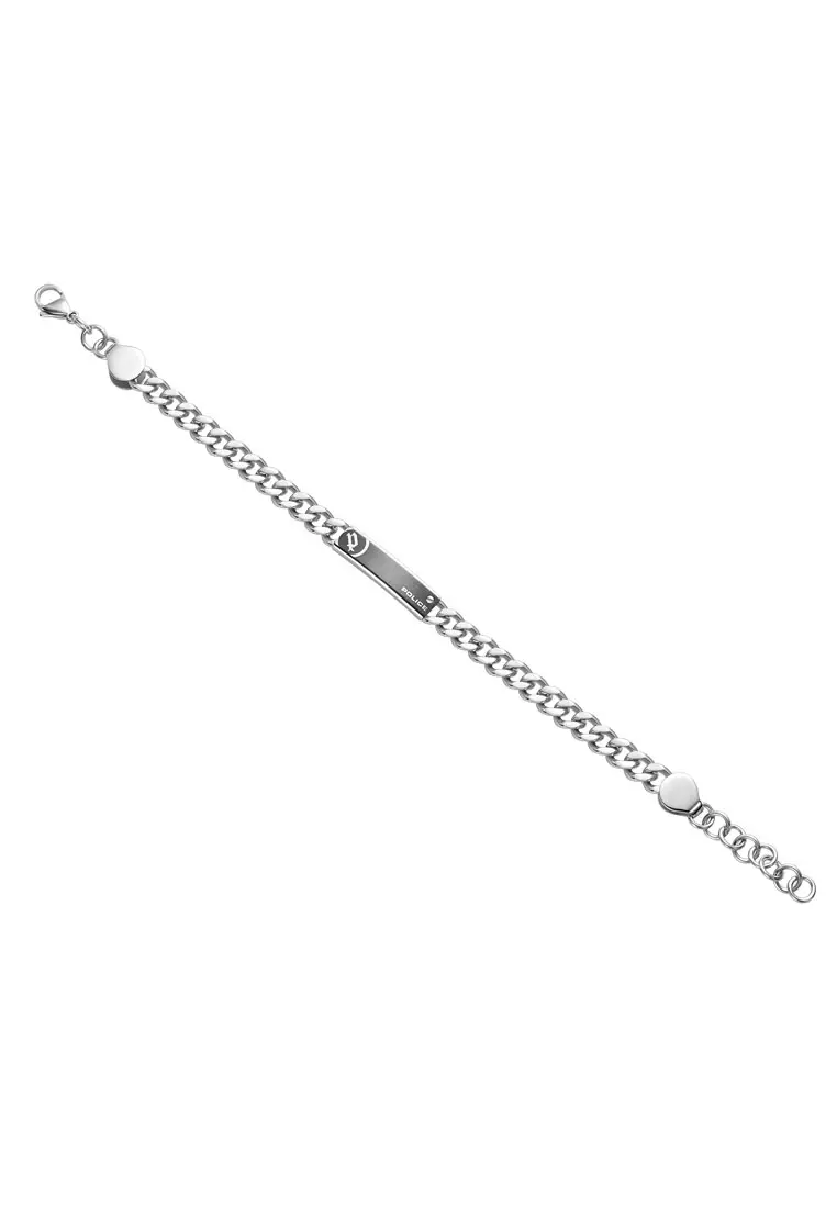 Buy Police Police Universal II Black P-Logo Cuban Chain Silver ...