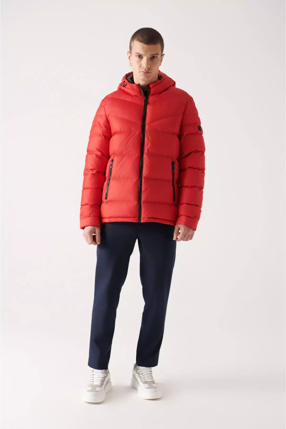 Buy Avva Men's Red Water Repellent Windproof Quilted Hooded Puffer ...