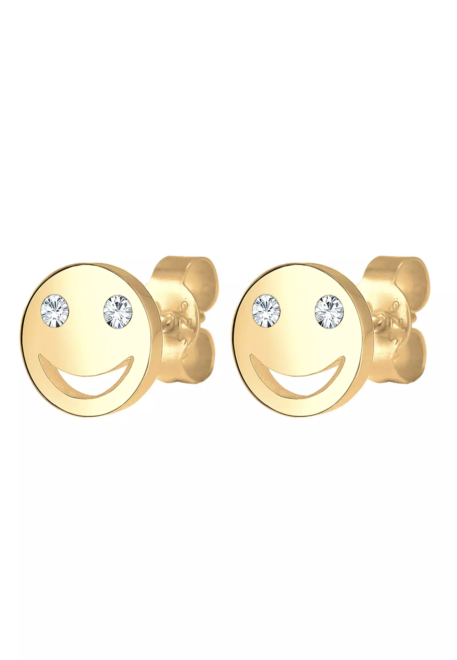 Buy ELLI GERMANY Earrings Ear Studs Smiley Face Emoji Crystal Gold ...